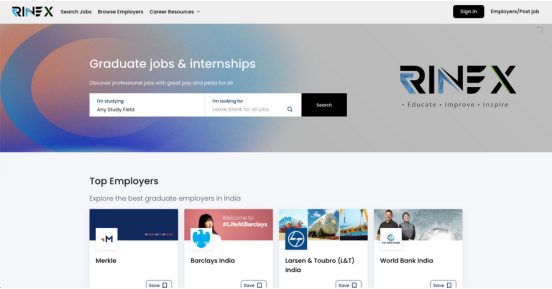 Rinex Careers Career Portal Homepage