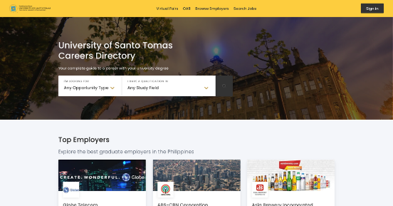 The University of Santo Tomas Careers Directory for students